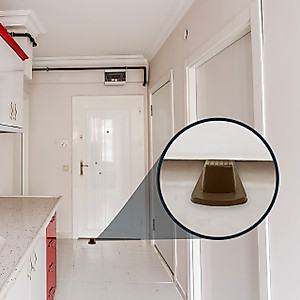 Rubber Door Stoppers for Bottom of Door - Security Wedge Door Stops for Concrete, Tile and Carpet Floors - Heavy Duty (4 Pack, Brown)