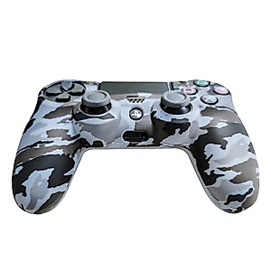PS4 Controller Skin Shell Anti-Slip Silicone Gaming Grip Cover Protector Case for Sony Playstation 4 Slim PS4 Pro Gamepad Controller Skins with 10 Thumb Grips (Graffiti Grey)