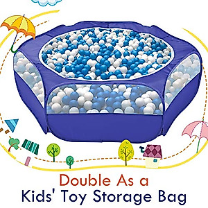 Pawaboo Small Animals Playpen, Waterproof Small Pet Cage Tent with Zippered Cover, Portable Outdoor Yard Fence with 3 Metal Rod for Kitten/Puppy/Guinea Pig/Rabbits/Hamster/Chinchillas, Indigo