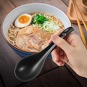 LOVEINUSA Soup Spoons, Ceramic Asian Soup Spoons 6.8 Inch Large Japanese Soup Spoons for Ramen Miso Dumpling Pho Wonton, Set of 6