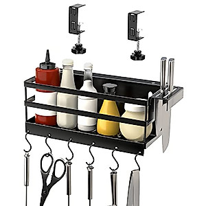 SHAPON Upgraded Griddle Caddy for 28" & 36" Blackstone Griddle Accessories Organizer for Clean & Organized Workspace Easy Install No Drill BBQ Griddle Accessories Storage Box Space Saving