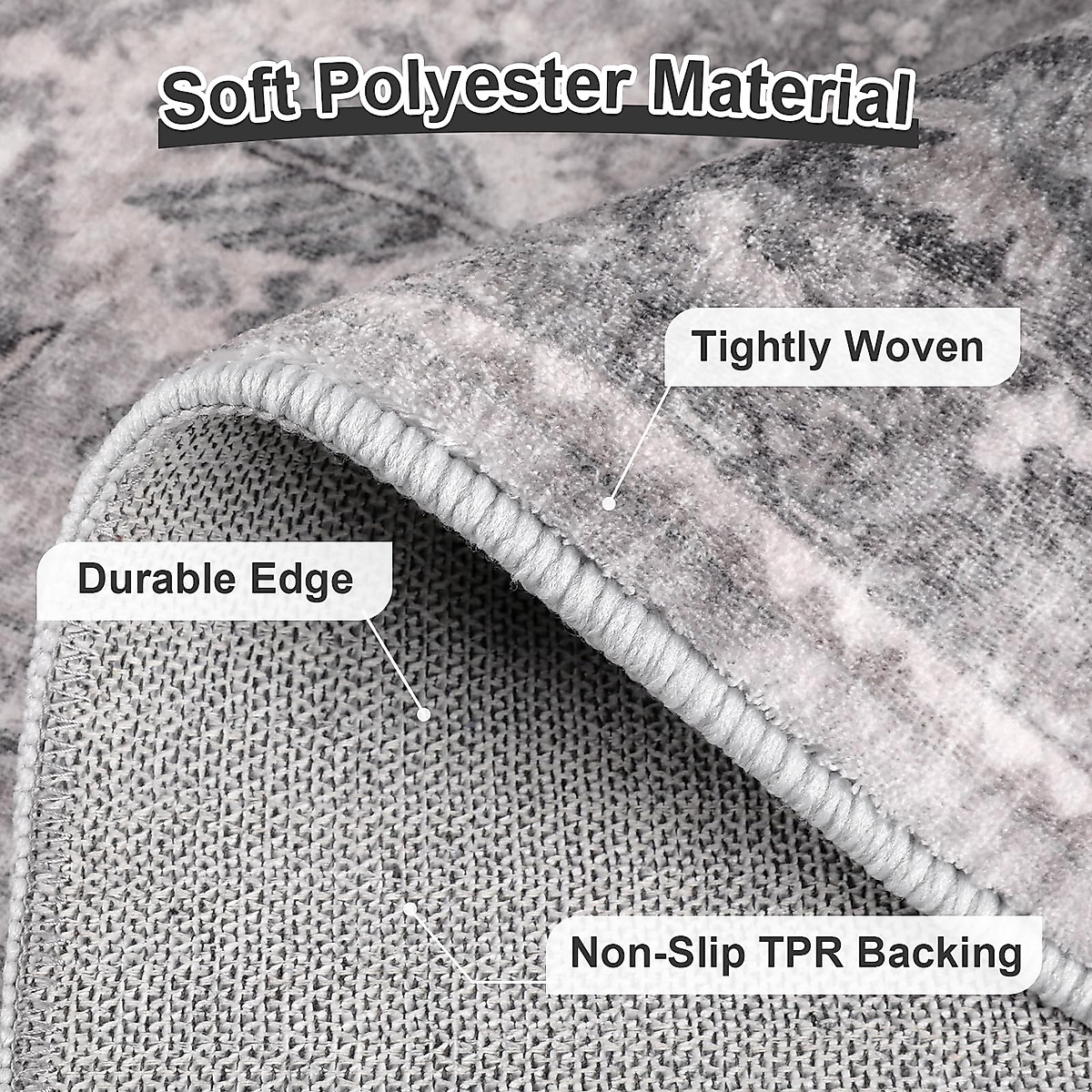 HEBE Washable Area Rug 3x5 Entry Rug Soft Distressed Area Rugs Non Slip Indoor Door Mat Boho Rug Oriental Accent Throw Rug Floor Carpet for Bedroom Kitchen Entryway Bathroom