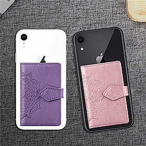Ezavan Phone Wallet Stick On, Women Leather Adhesive Card Holder for Phone Case | Compatible with Most of Cell Phone iPhone Samsung | Convenient and Stylish Phone Wallet for Women (Rose Gold)