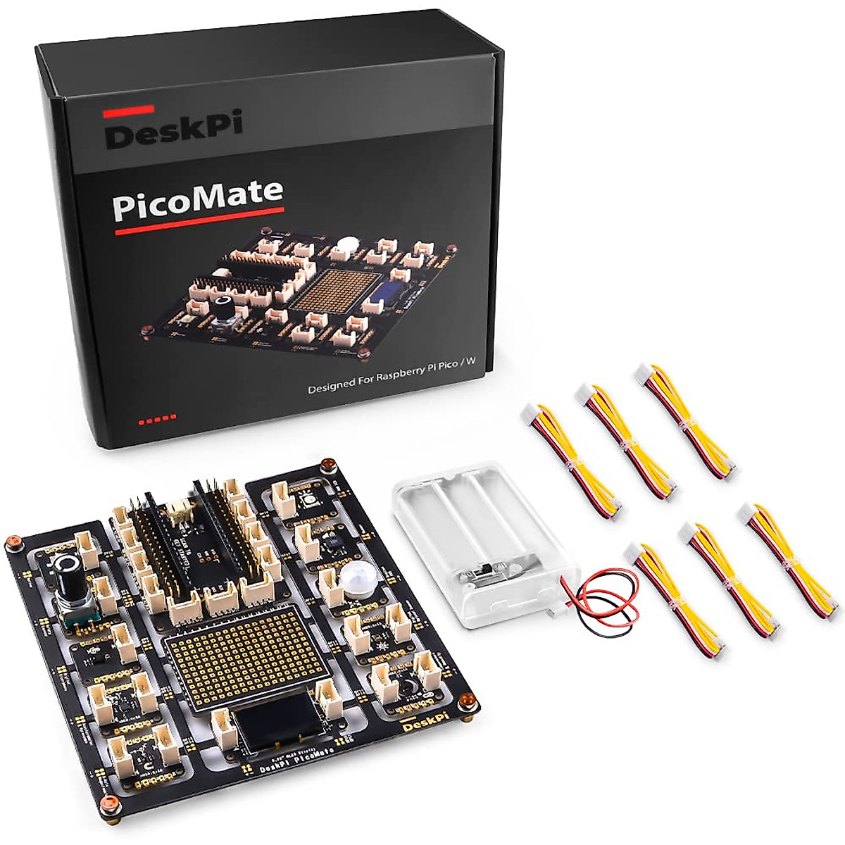 GeeekPi DeskPi PicoMate for Raspberry Pi Pico/Pico W, Learning Electronics and Programming Platform Based on Raspberry Pi Pico/Pico W, with 12 Detachable Modules