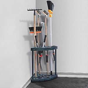 VEVOR Garden Tool Organizer, 19 Slots, Yard Tool Tower Rack for Garage Organization and Storage, Hold Long-Handled Tool/Rake/Broom/Shovel, PP Garden Tool Stand Holder Organizer for Yard, Shed, Outdoor