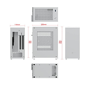 ZZEW A1P Mini-ITX Case, Micro ITX PC Case, Mini Computer Case in Silver Color, Full Aluminum Small Gaming Case with 3.0 Dual Reverse PCI Riser Cable