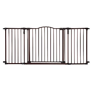 Toddleroo by North States 72” wide Deluxe Décor Baby Gate: Sturdy safety gate with one hand operation. Hardware Mount. Fits 38.3 - 72” Wide. (30" Tall, Matte Bronze)