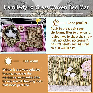 Grass Mat for Rabbit Bunny Chew Toys Woven Bed Mat for Guinea Pig Chinchilla Squirrel Hamster Cat Dog and Small Animal (8PCS Grass mat)
