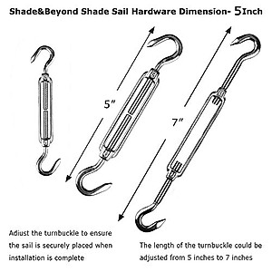 Shade&Beyond 316 Marine Grade Shade Sail Hardware Kit 5 inch for Rectangle and Square Sun Shade Sails Installation, 24 Pcs