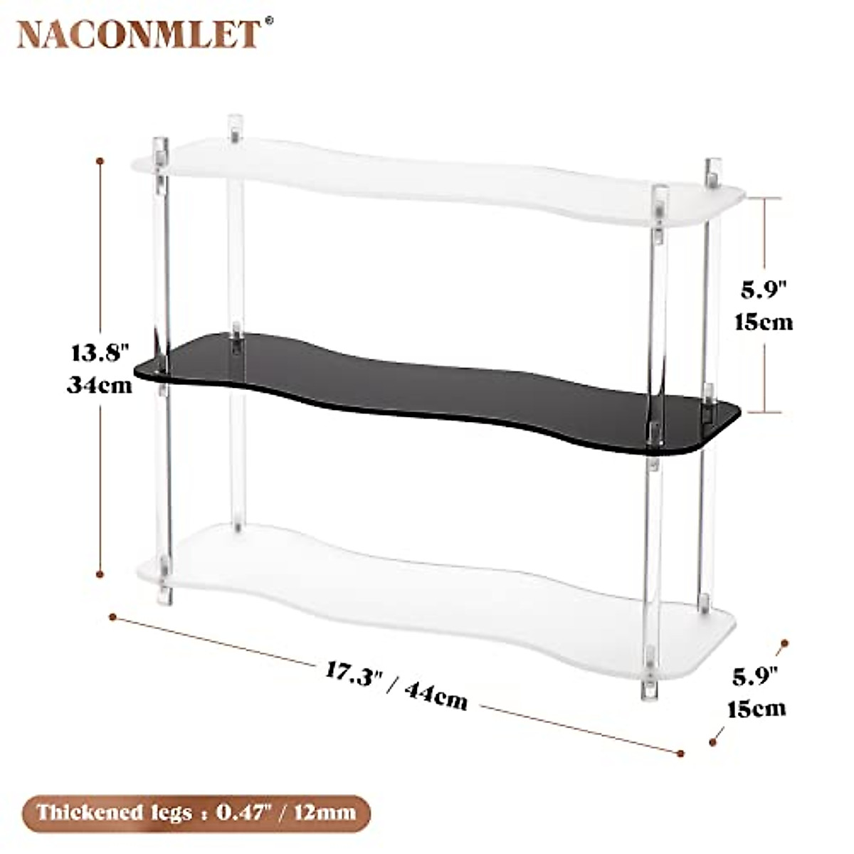 Naconmlet Bathroom Countertop Organizer - Space-Saving Shelf, Acrylic Storage Rack for Bathroom Essentials, Makeup,- Modern Bathroom Organizer with 3 Tiers