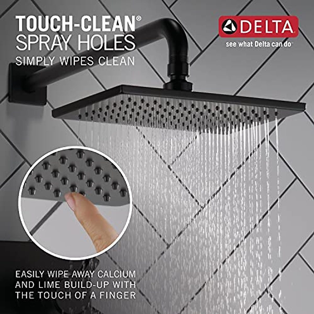 Delta Faucet Pivotal TempAssure Matte Black Shower Faucet with Matte Black Rain Shower Head, Rainfall Shower Head, Matte Black Shower System, Matte Black T17T299-BL (Valve Not Included)