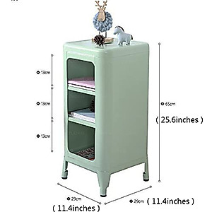 Storage Newspaper Baskets Magazine Rack Bedroom Bedside Table Living Room Bay Window Bedside Cabinet Wrought Iron Rack (Color : Green, Size : 292965cm)