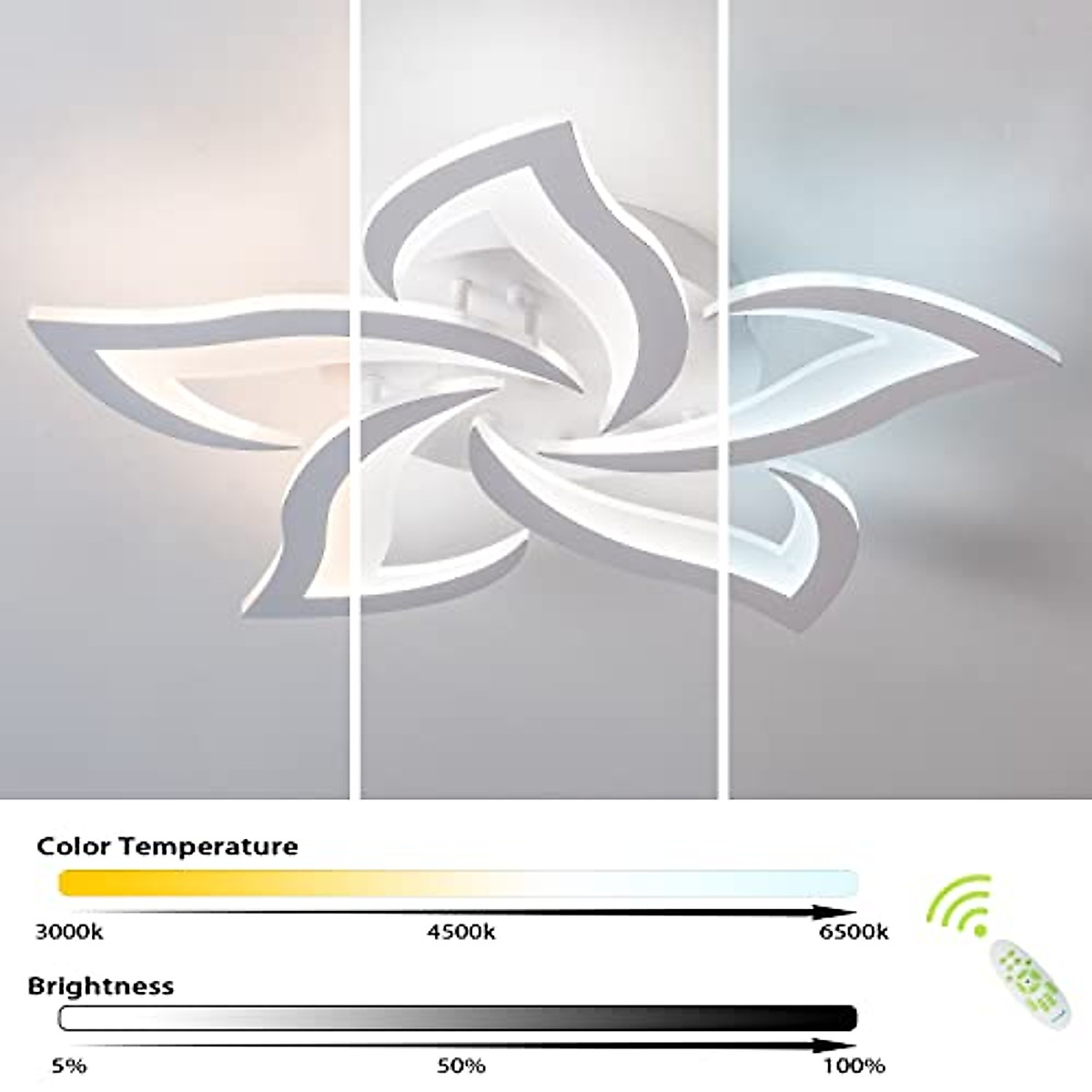 CHYING Modern LED Ceiling Light 23.6'' Dimmable Flush Mount Ceiling Light with Remote Control 80W LED Chandelier Acrylic Ceiling Lamp Fixture for Bedroom Kitchen Living Room Dining Room, White