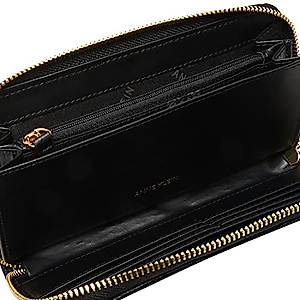 Anne Klein Womens Ak Quilted Ak Zip Around Wallet top handle satchel, Black, One Size US