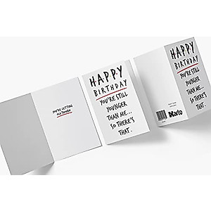 Funny Birthday Card for Him Her - Witty Mom Dad Anniversary Card - Perfect Card for Son Daughter - Ideal Sister Brother Friend Birthday Card - Karto - Younger Than (Younger Than Happy)