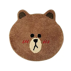LINEFRIENDS Shy Brown Foot Mat, Bathroom Rug Face Floor Mat Character Deco Mat, Gift for Girls Boys Family Christmas Birthday Gift