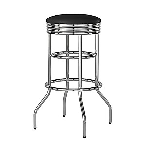 Trinity Chrome Swivel Barstool, 29-Inch, Black