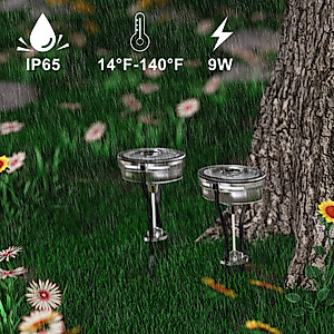 HYDONG Garden Lights Outdoor, 9 LED Bluetooth Control In-Ground Lights, IP65 Waterproof Landscape Lights Pathway Spotlight for Yard Deck Lawn Patio Pathway Walkway (RGB+ Warm White), 2 Pack