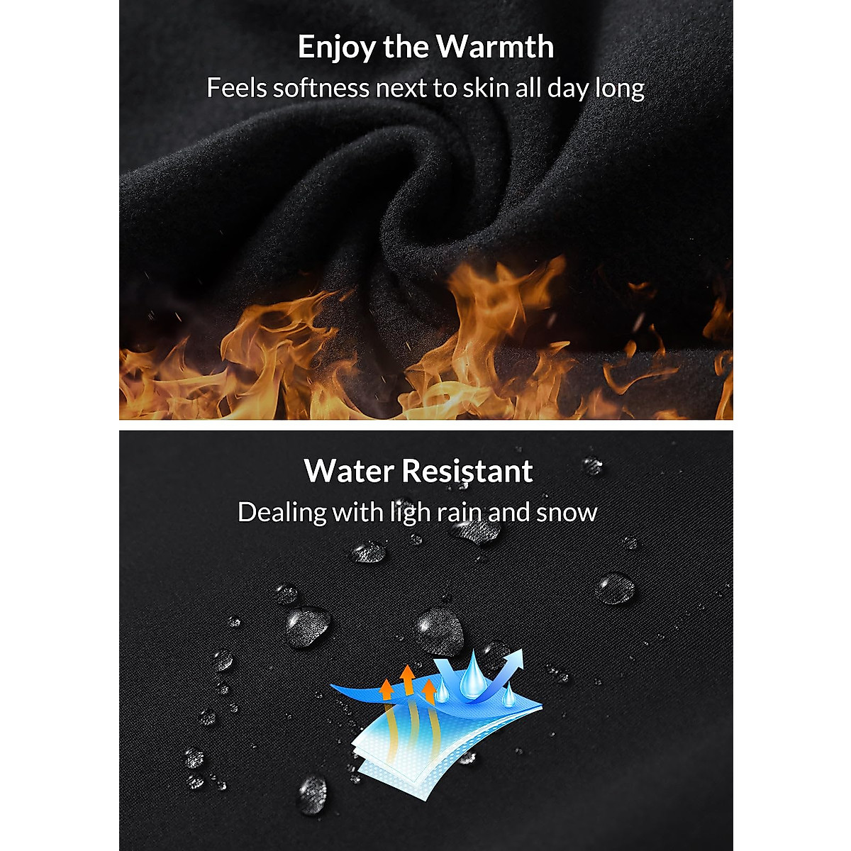 BALEAF Women's Fleece Lined Pants Water Resistant Winter Thermal Warm High Waisted Joggers Sweatpants Hiking Running Leggings Black M