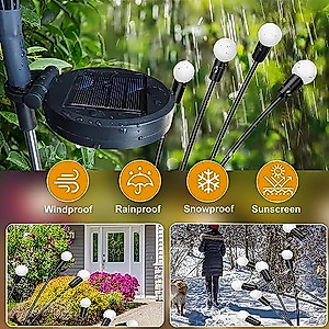 LURIVA 4 Pack Firefly Solar Garden Lights, Solar Lights for Outside, Solar Lights Outdoor Waterproof, Outdoor Solar Lights, Patio Yard Garden Decor Lights, Warm White