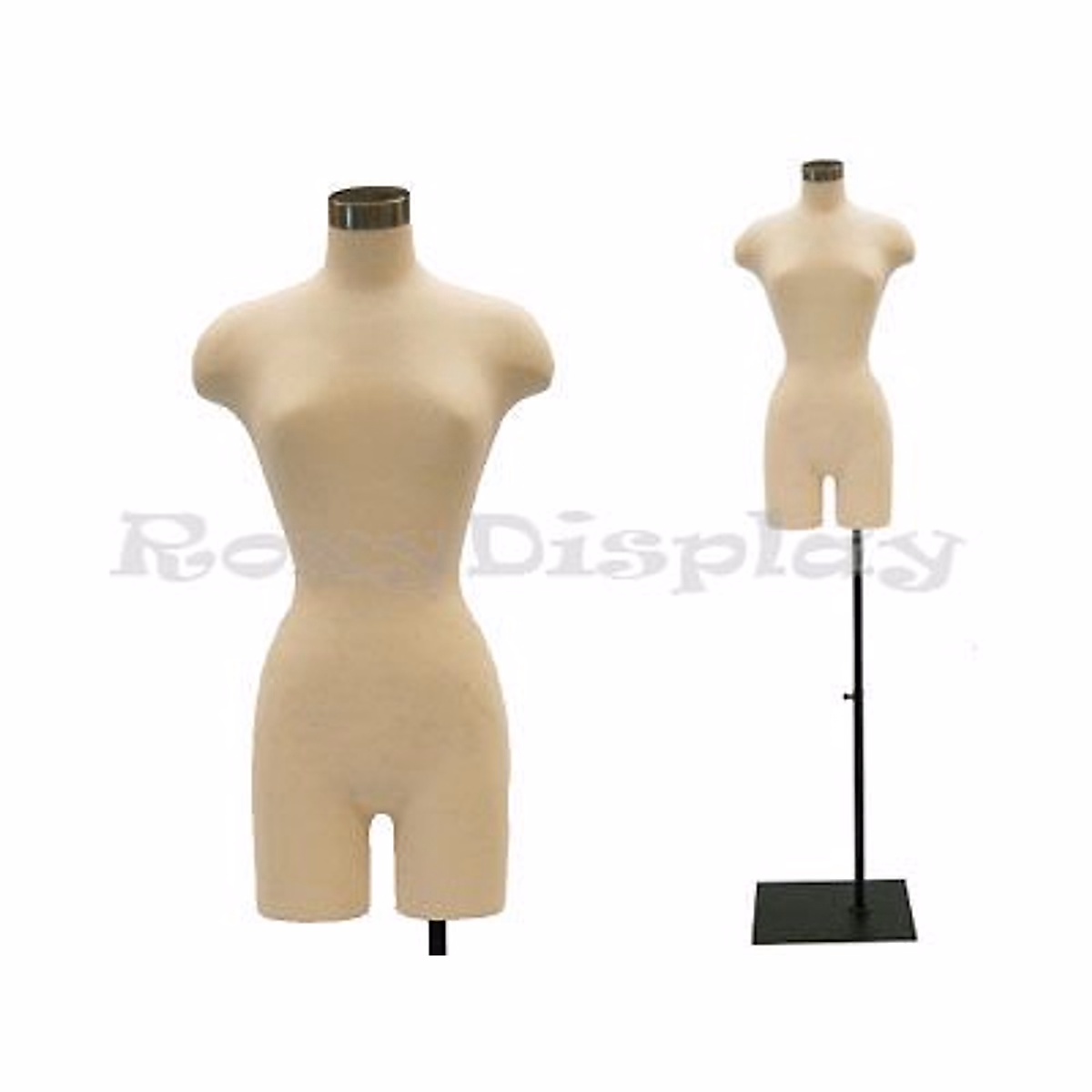 Adult Female Off White Dress Form Mannequin Torso with Adjustable Square Metal Base #F6WLG-BS-05