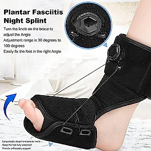 Foot Drop Splint Brace, Compression Plantar Fasciitis Night Splint Sock, Adjust Angle Plantar Fasciitis Correct Foot Support Brace for Night Use