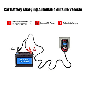 KATBO 2Amp Battery Charger, Battery Maintainer, car Battery Charger, trickle Charger for Car Battery, 6V 12V, Motorcycles, Lawn Tractors, Marine AGM, Gel, SLA,Wet