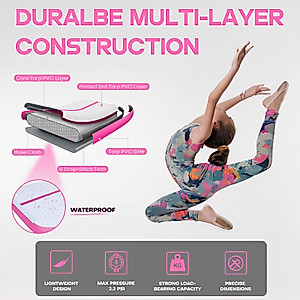 CHAMPIONPLUS 10ft 13ft 16ft 20ft Tumble Track Tumbling Mat Inflatable Gymnastics Air Mat 4/8 inches Thickness for Home Training Cheerleading Yoga with Electric Air Pump Pink 20'x3.3'x4''