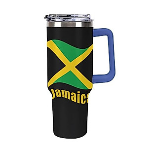 Jamaican Flag 40 Oz Tumbler Insulated Stainless Steel Water Bottle Travel Mug Car Cup with Handle And Straw