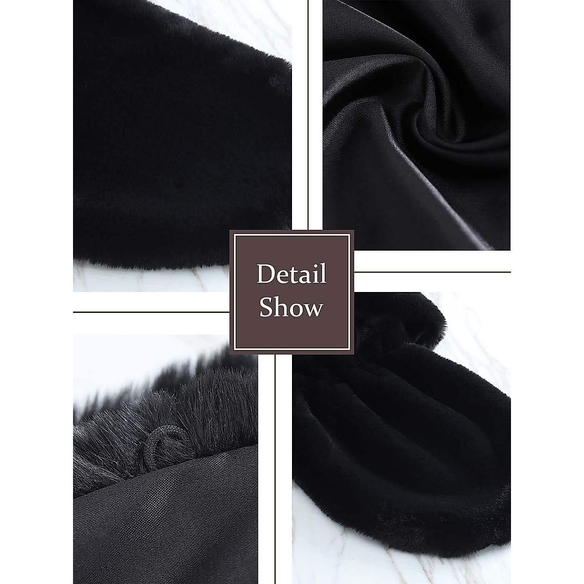 EVILD Bridal Faux Fur Shawls Wraps Wedding Fur Stole Scarf Sleeveless Fur Shrug Luxury Fur Coat for Brides and Bridesmaids(Black)