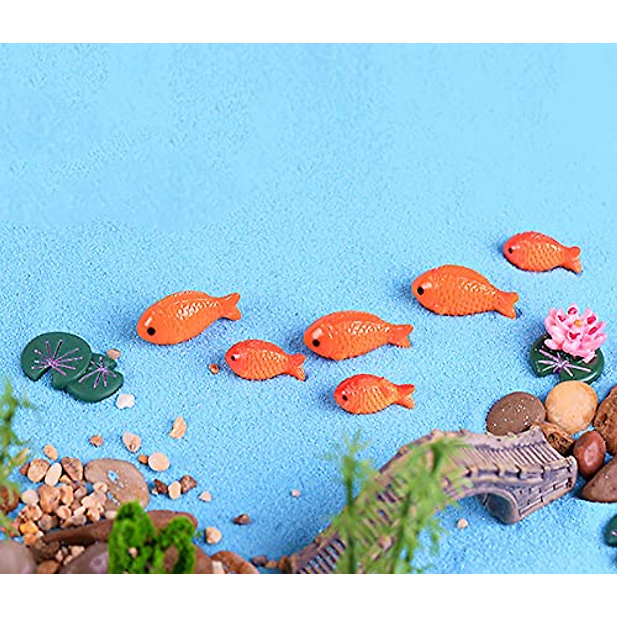 20 Pcs Resin Red Goldfish Mini Goldfish Figurines Fairy Garden Miniature Moss Landscape DIY Terrarium Crafts Ornament Accessories for Home Décor