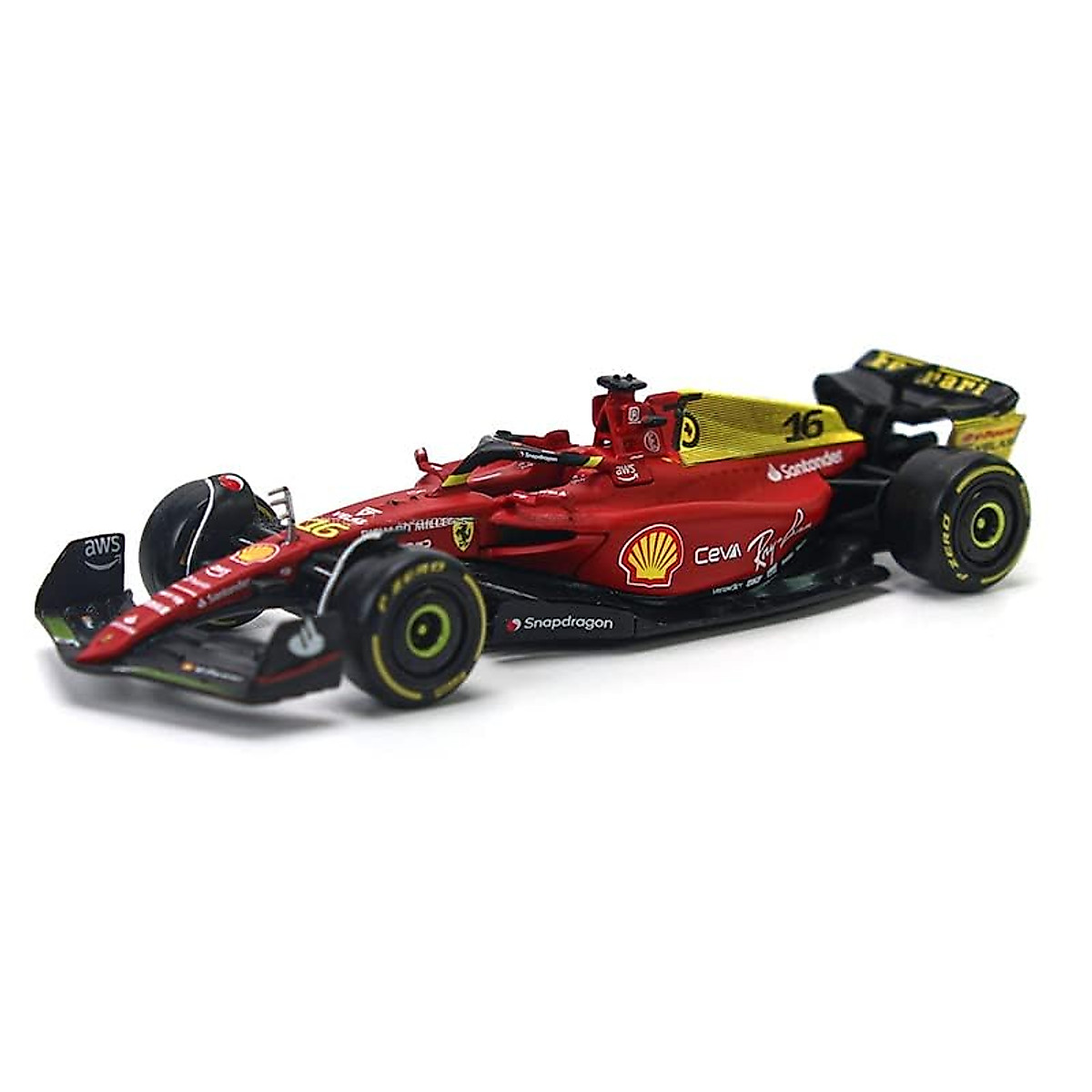 JODIYAAH Bburago 1/43 2022 F1-75 75th Anniversary Giallo Modena #16 Charles Leclerc Alloy Luxury Vehicle Diecast Cars Model Toy Collection Gift (F1-75#16)