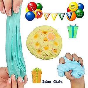 SpottyHippo 4 Packs Butter Slime,Yellow Lemon,Blue Stitch,Pink Watermelon and Mint Green Slime,Super Soft and Non-Sticky, Party Favors for Boys and Girls