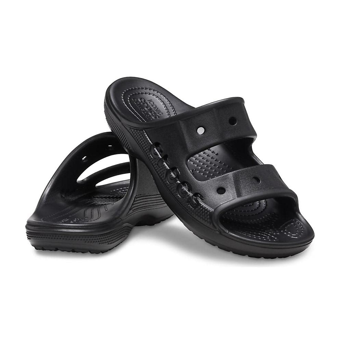 Crocs Unisex Men's and Women's Baya Two-Strap Slide Sandals, Black, Numeric_12 US
