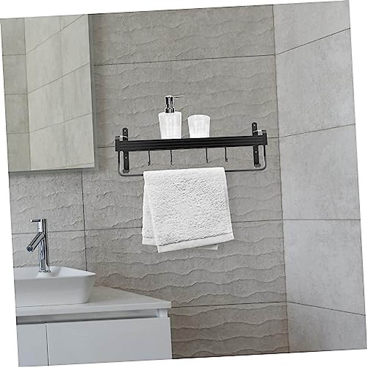 Cabilock 1 Set Nail Free Rack Shelves for Storage Wall Mounted Storage Hangers Wall Mounted Clothing Rack Bathroom Wall Shelf Bathroom Storage Organizer Bath Towel Holder Nail-Free Rack