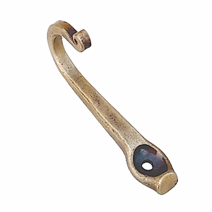 Living Ideas Hand Forged Metal Coat Hook Wrought Iron Handmade Rustic Hook for Towel, Plant & Mug Blacksmith Farmhouse Bathroom Hook Rack Antique Brass Finish Heavy Duty Kitchen Utensils Hooks