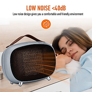 Space Heater, Teioe Mini Electric Space Heater 800W/400W, Small PTC Ceramic Heater with Tip-Over and Overheat Protection, 3 Operating Modes, Space Heaters for Office, Bedroom and Under Desk (GREY)