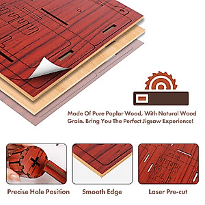 6-in-1 3D Puzzles Music Instrument Set for Adults/Kids with Piano, Gramophone, Drum-kit, Cello, Erhu, and Pipa, for Wooden Decorations, Wood Craft Jigsaw Puzzle for 6 Age up