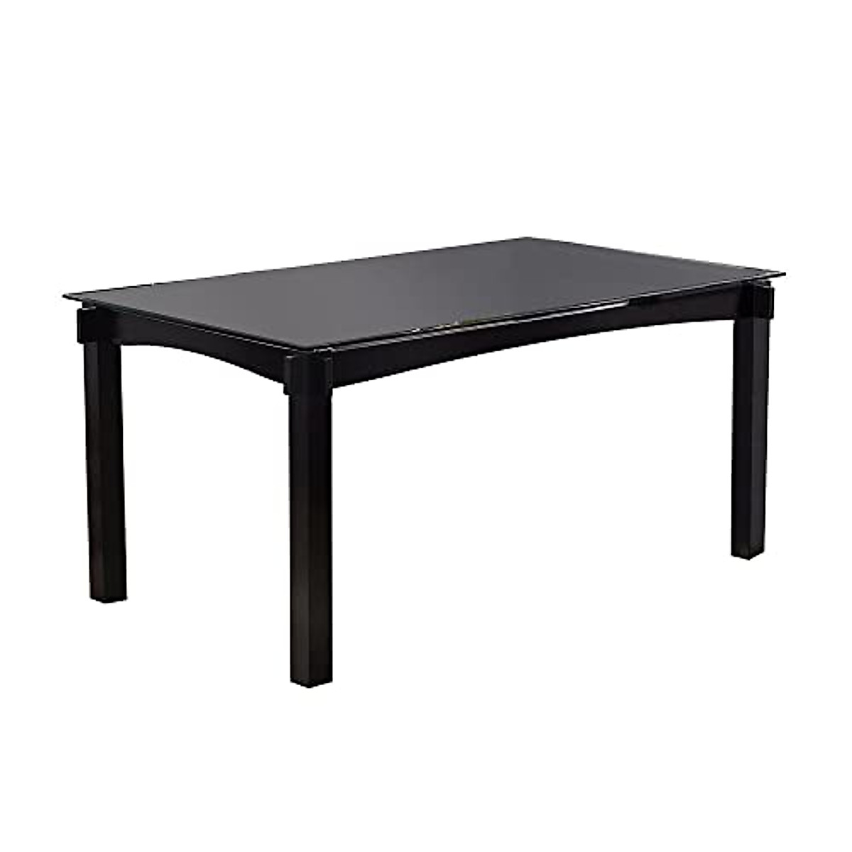 Pilaster Designs Indoor Home Decorative Furniture Eugene 47" Rectangular Dining Table, Cappuccino Wood & Beveled Glass Top