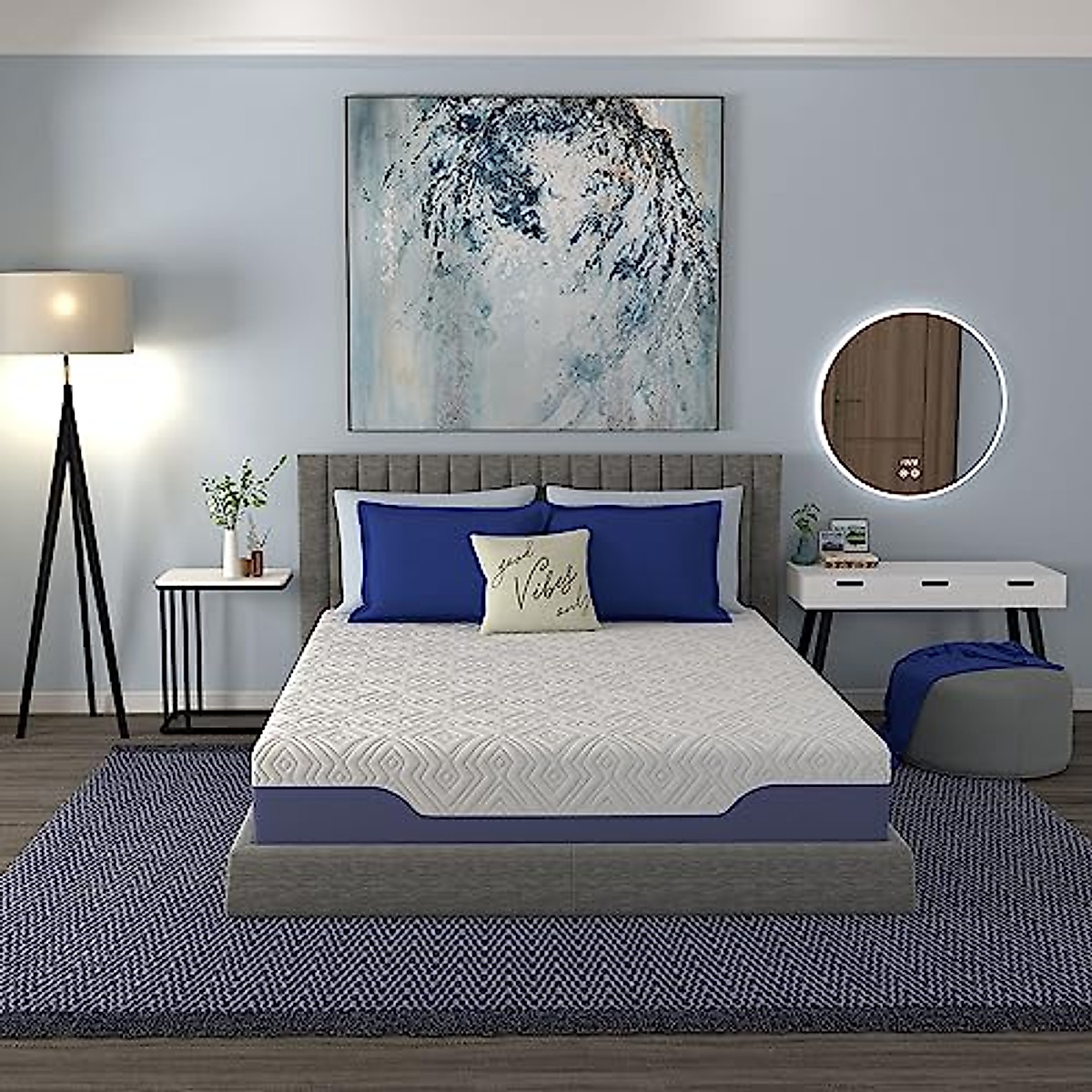 Vibe Supreme Cooling Hybrid Mattress, Innerspring and Gel Memory Foam Mattress, Fiberglass Free, 12-Inch Bed in a Box, King