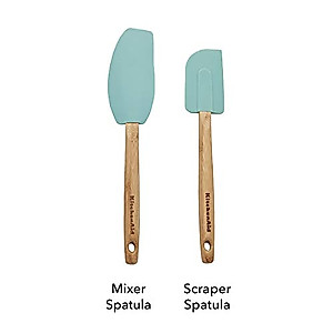 KitchenAid Classic Bamboo Spatula Set, set of 2, Aqua Sky