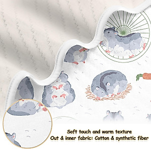 Nnamluu 30"X40" Baby Cotton Blanket Cute Gray Hamster Nursery Blankets for Infants Receiving Blanket Swaddle Blanket