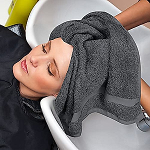 Utopia Towels - Salon Towel, Pack of 24 (Not Bleach Proof, 16 x 27 Inches) Highly Absorbent Cotton Towels for Hand, Gym, Beauty, Hair, Spa, and Home Hair Care, Grey