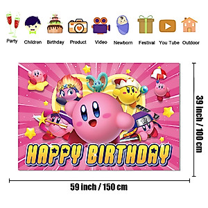 Kir-Star Birthday Party Decorations,Happy Birthday Banner Set for Kids,Cupcake Toppers,Balloons Party Supply