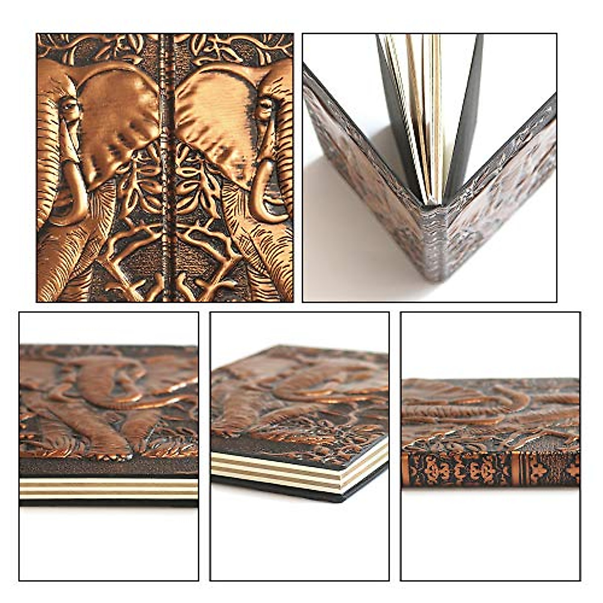 Leather Journal Writing Notebook - Antique Handmade Leather Daily Notepad Sketchbook, Elephant Gift For Men & Women, Travel Diary & Notebooks to Write in (Red, A6)