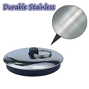 3 Pieces Stainless Drain Stopper Drain Plug, Stainless Sink Stopper Bathtub Drain Stopper, Bath Plugs Sink Plug with Pull Ring for Kitchen Faucets, Drain Cover Kit Bathroom Tub Stopper in (3 Sizes)