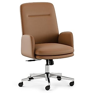 Branch Softside Mid Century Modern Office Chair, Vegan Leather - Removable Arms & High Back Design with Luxury Cloud-Like Comfort - Adjustable Height - Integrated Lumbar Support - Canyon