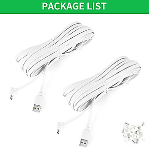 2Pack 30FT Power Cable Compatible with WYZE Cam Pan V3, 90 Degree L-Shaped Flat Micro USB Extension Cable for WYZE Cam Pan V3 (White)