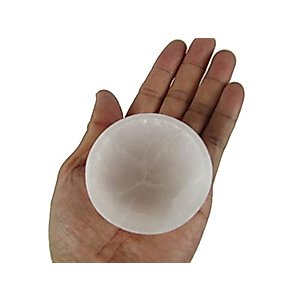 CircuitOffice Carved Selenite Bowl, 2 - 2.5" Diameter, Cleanse and Charge Crystals Or Gemstones, for Healing, Metaphysical, Meditation, Wicca, Decoration or Gift