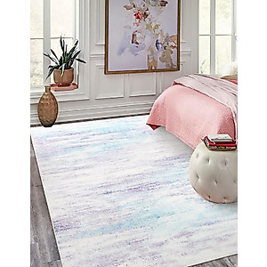 LIVEBOX Machine Washable Area Rugs 8x10 Lavender Rug Girls Bedroom Rug, Soft Ultra-Thin Nursery Rug Girl for Living Room, Modern Purple Rug for Girls Room, Lilac Rug for Nursery Room